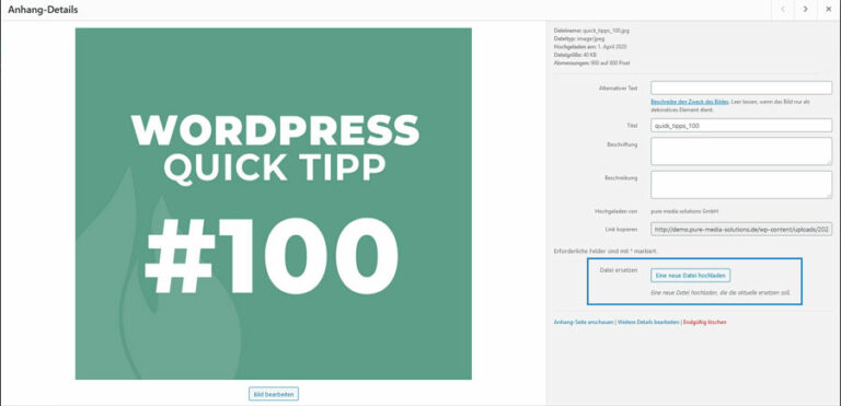 WordPress Enable Media Replace Plugin - pure media solutions