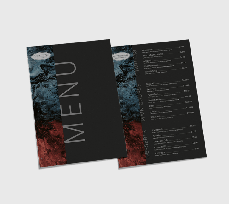 Print Template: Dark Abstract Menu - pure media solutions GmbH